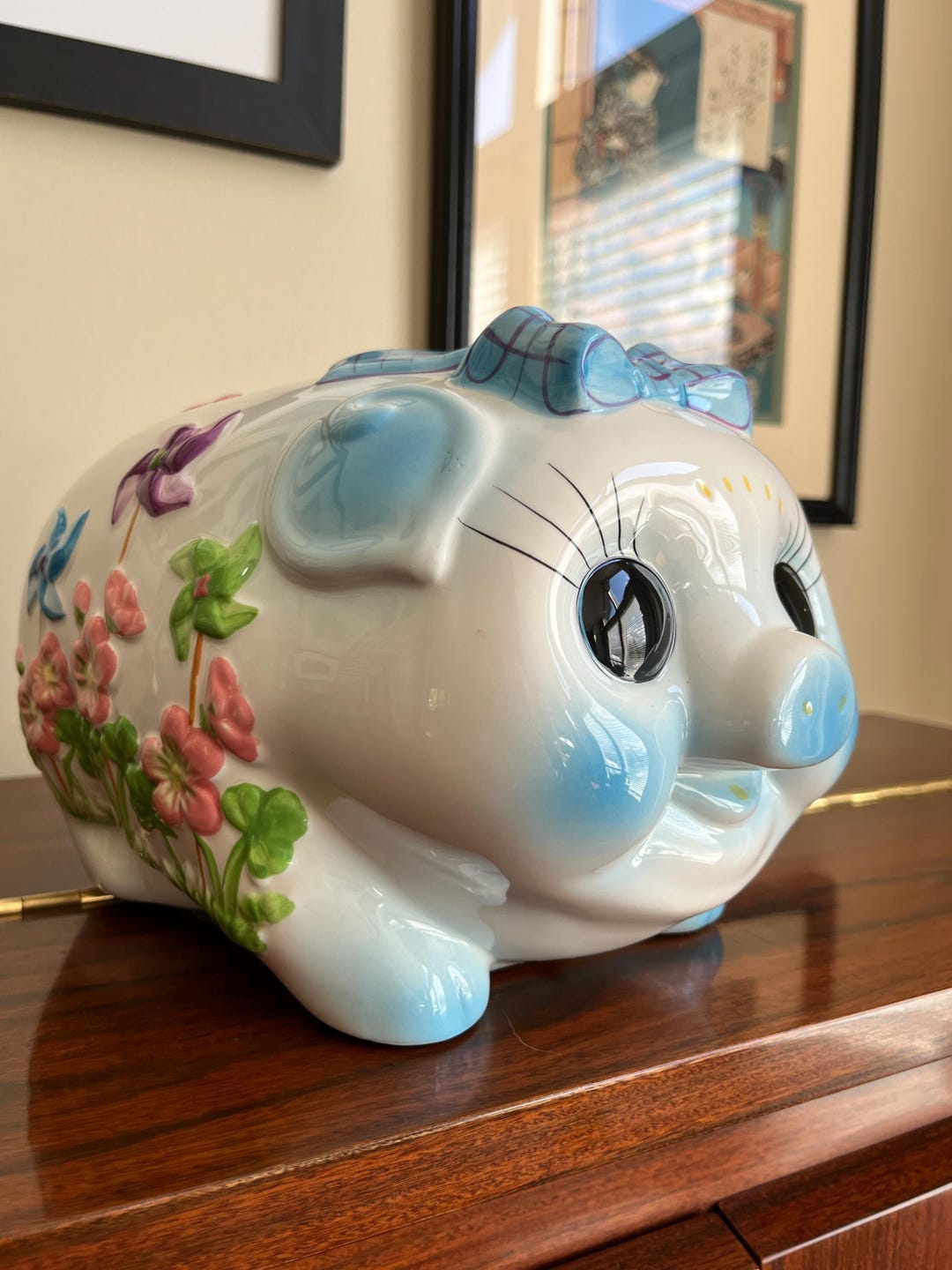 Piggy Bank, Vintage 1950s, Large, Whimsical Pig, 10" Long, Made in ...