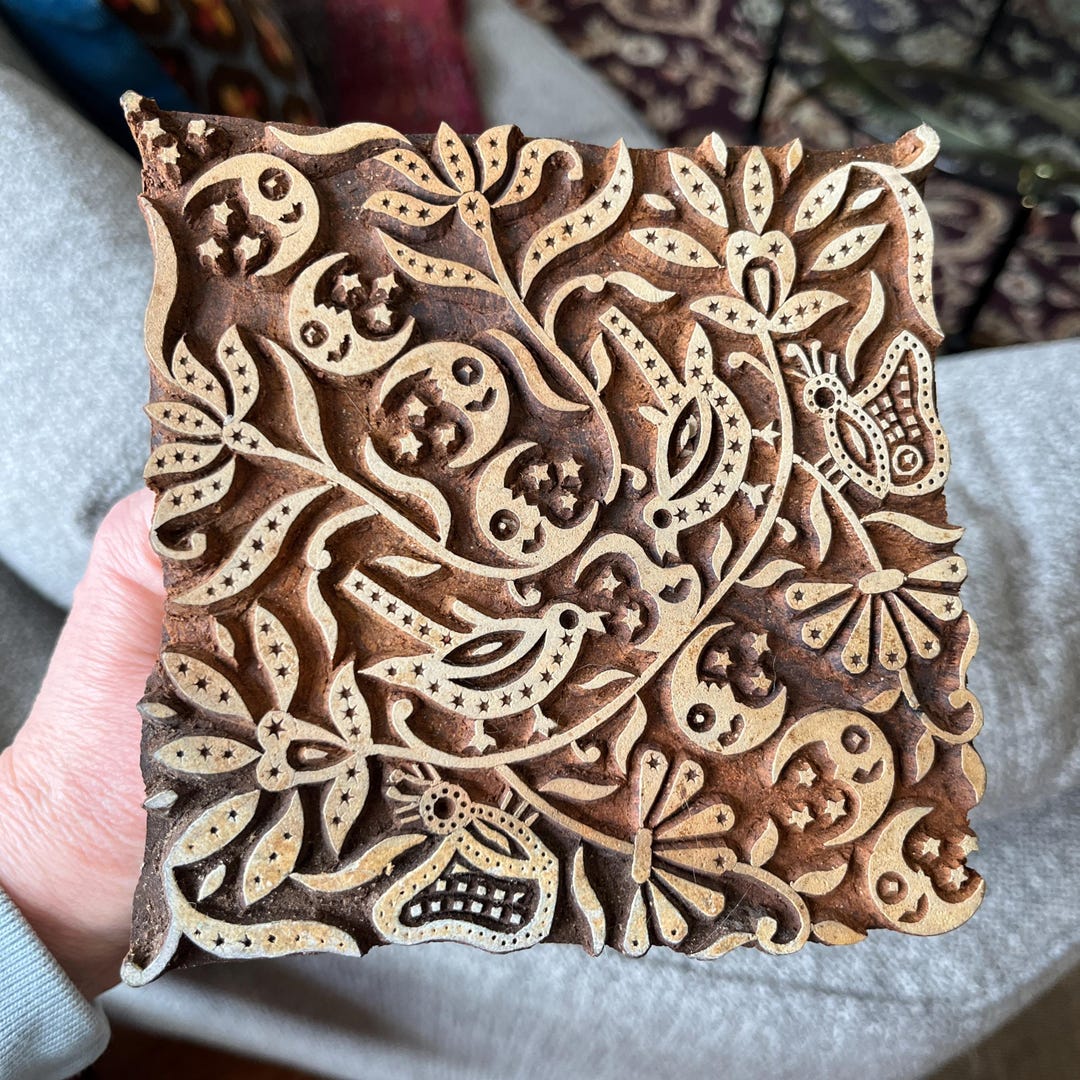 HAND CARVED Large Wood Printing Block, Wood Textile Block Stamp, Block ...