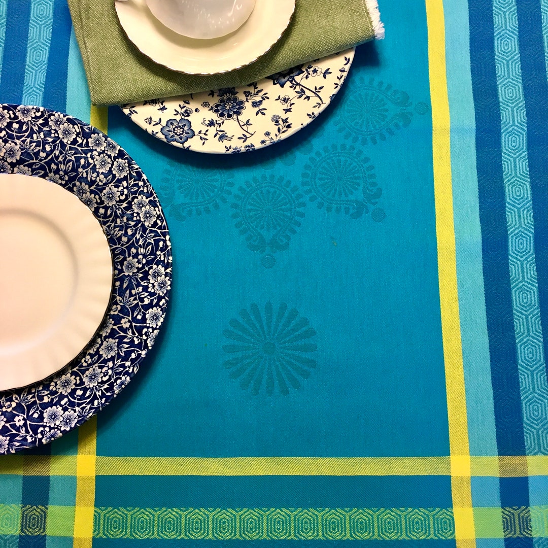 Vintage, Jacquard De Provence, Table Runner, Blue Table Runner, Made in ...