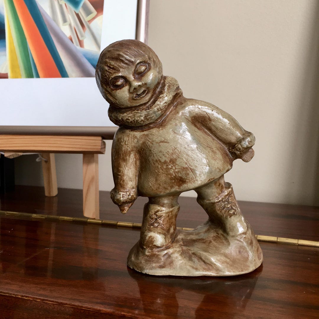 Ceramic Inuit Child Figurine, Inuit Figurine, Indigenous Figurine ...