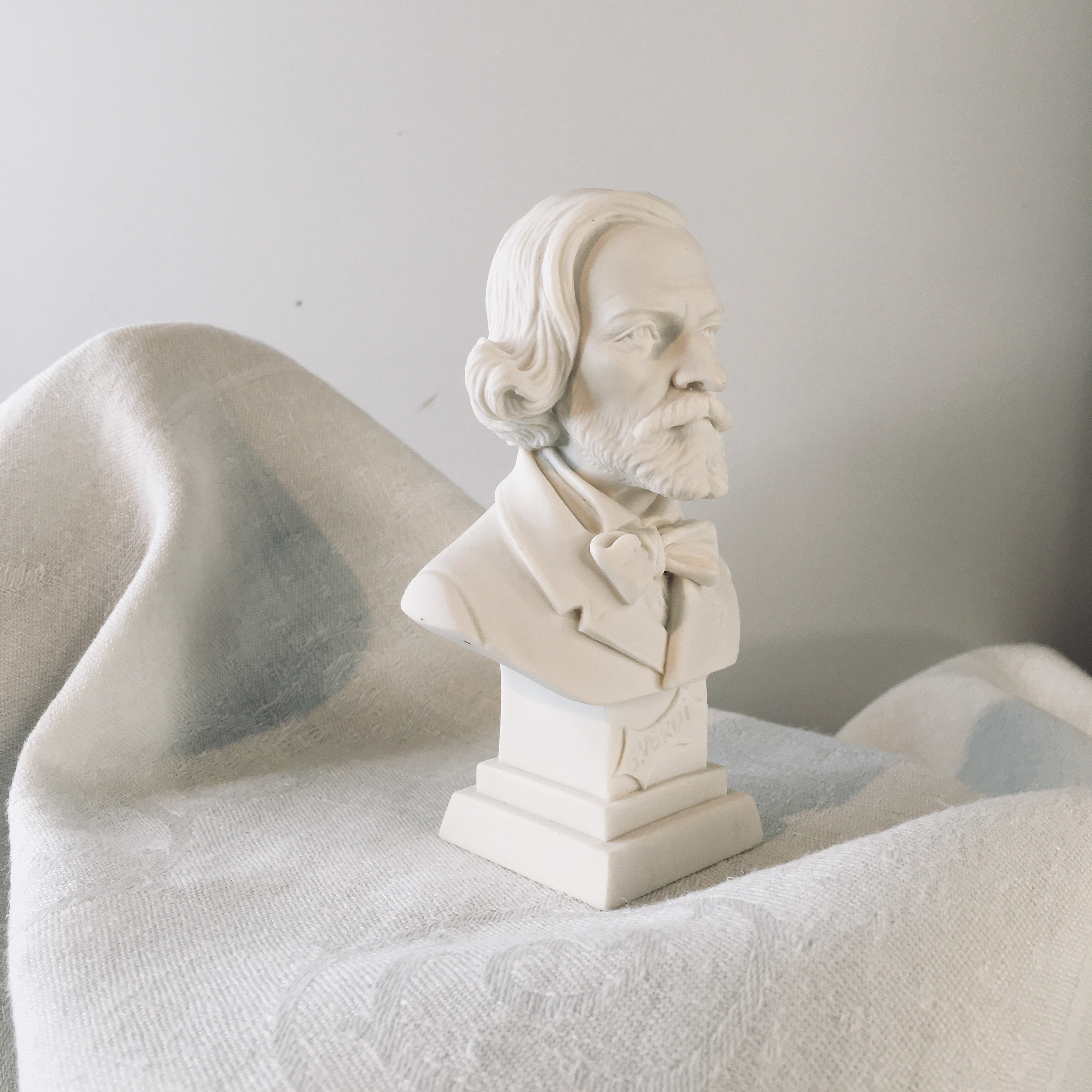 G. VERDI Statue, Signed by ARNALDO GIANNELLI, Made in Italy, Square ...