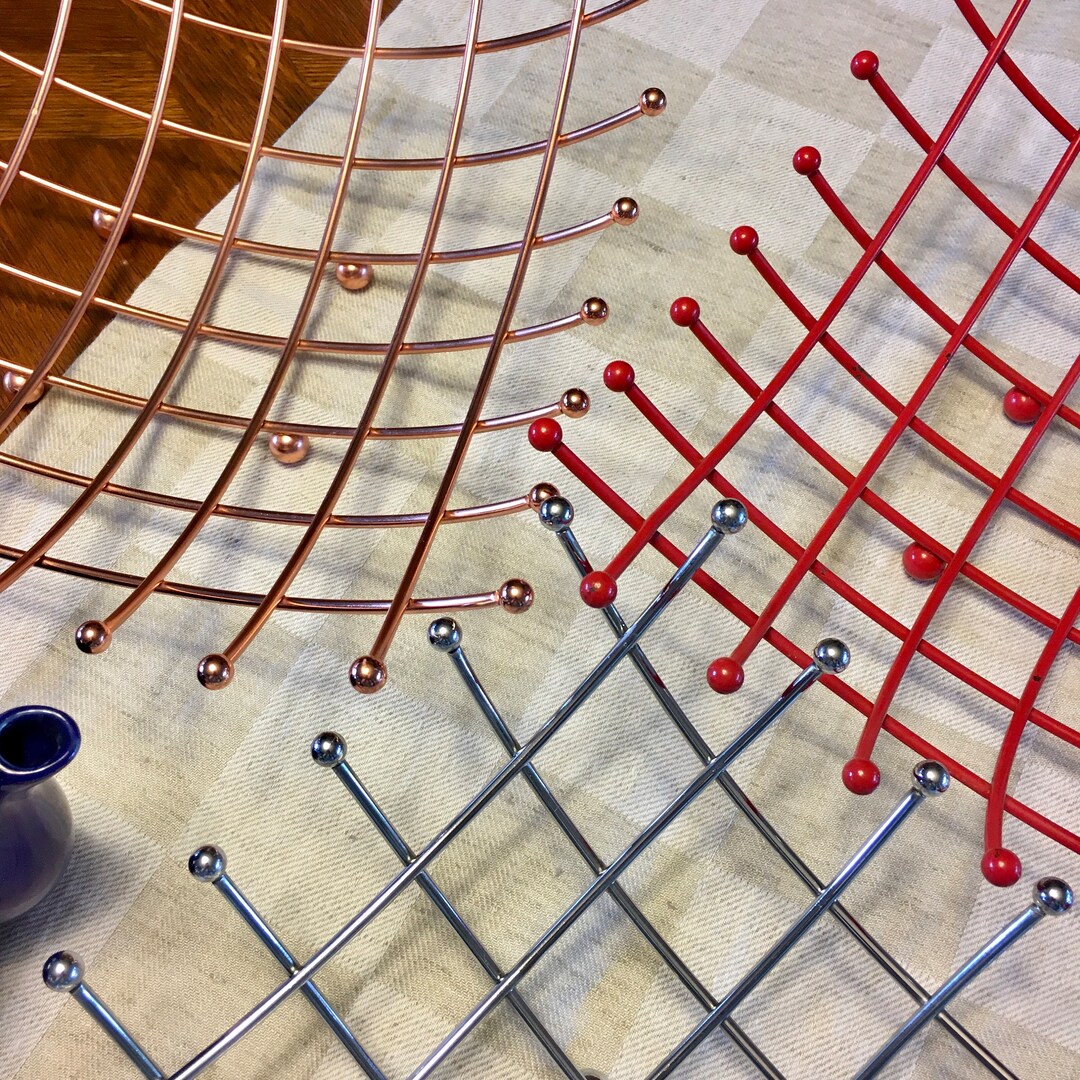 Set of 3, Vintage Wire Fruit Bowl Basket, Atomic Wire Basket, 1990s ...