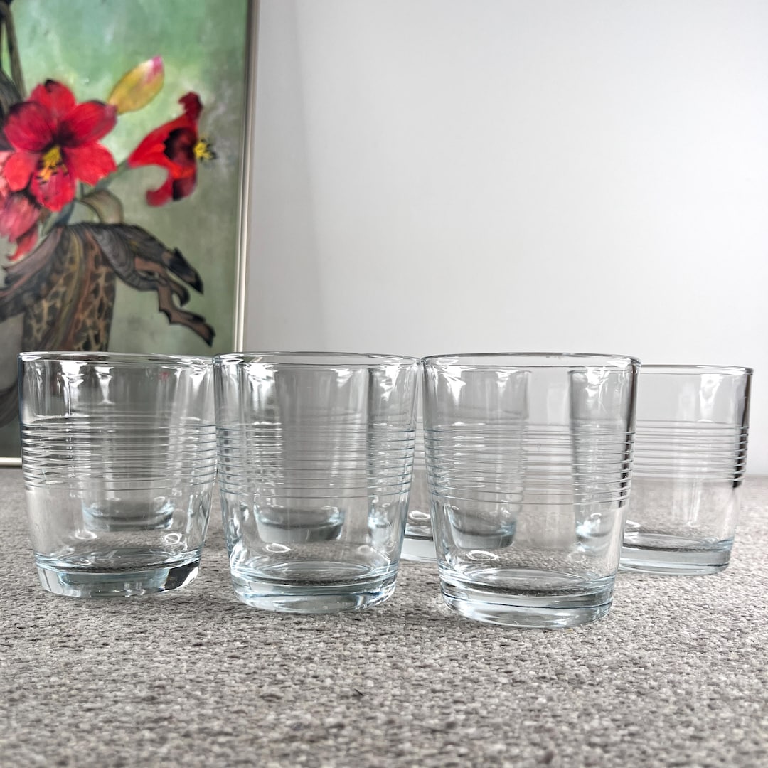LIBBEY CRISA Hoops Glasses, Set of 7, Rings, Duratuff Glass, 1970s ...