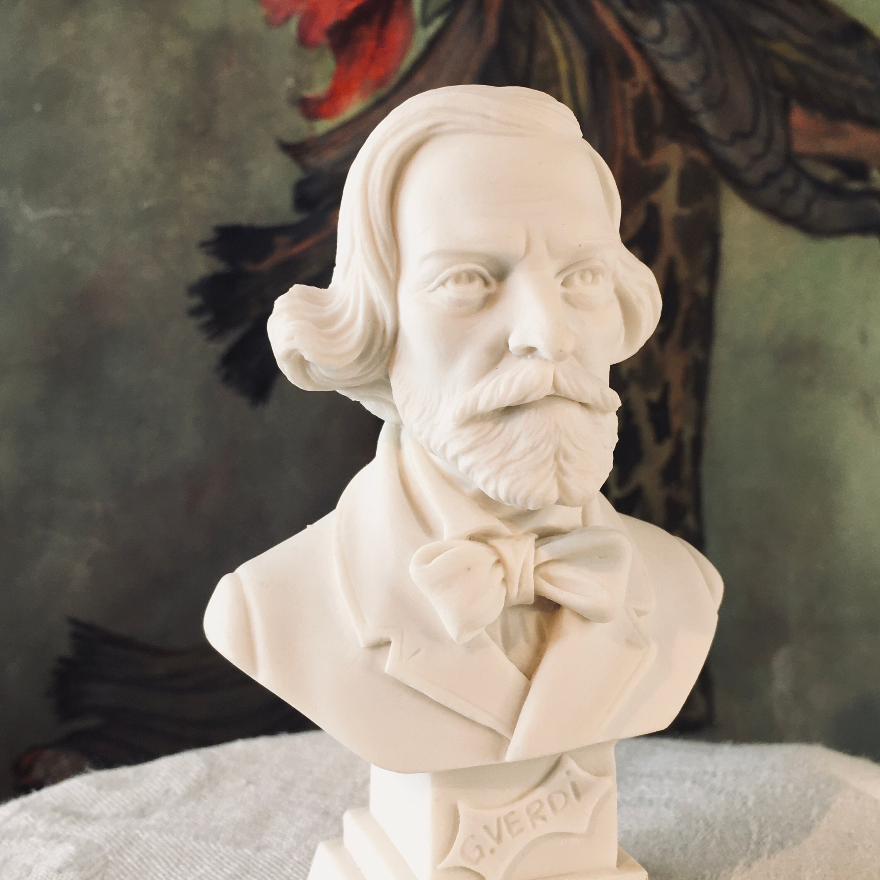 G. VERDI Statue, Signed by ARNALDO GIANNELLI, Made in Italy, Square ...