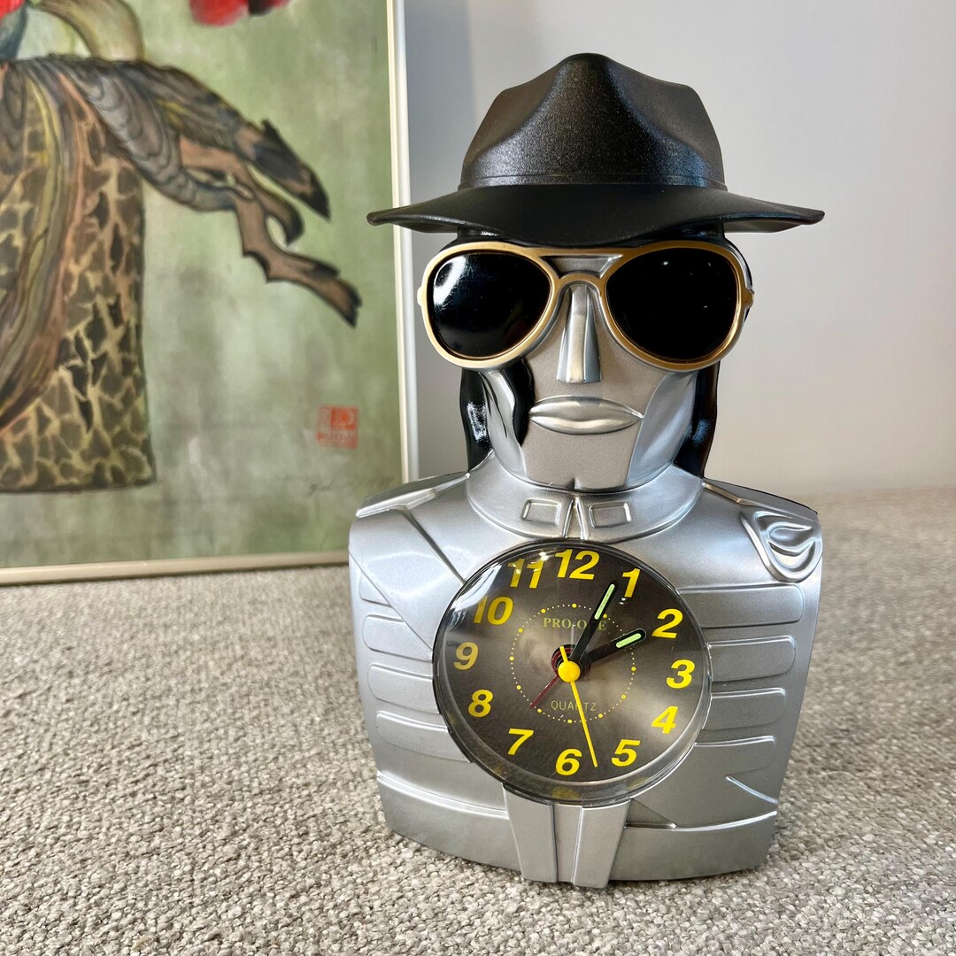 MICHAEL JACKSON Alarm Clock, Vintage, Rare, Robotic, Silver With Black ...