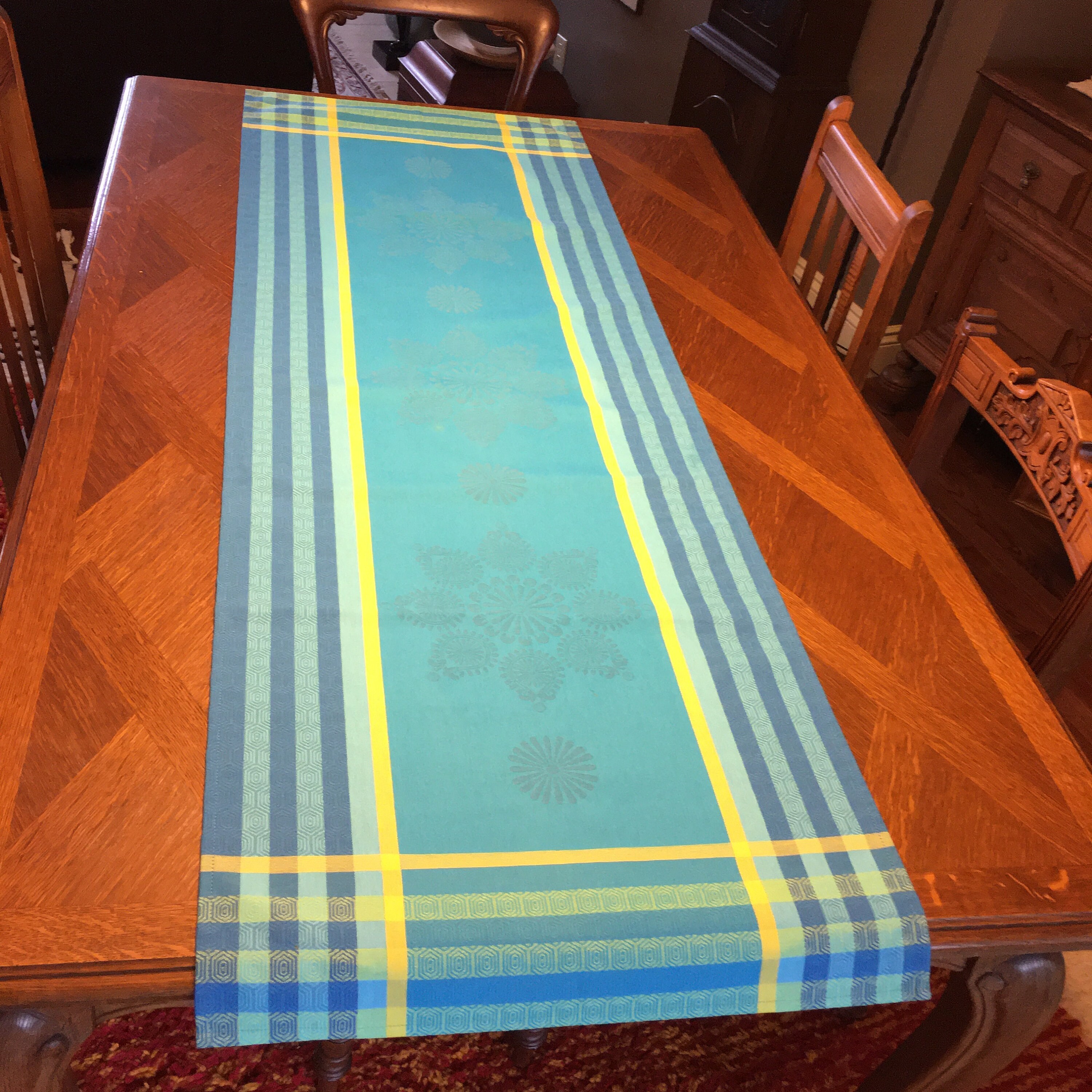 Vintage, Jacquard De Provence, Table Runner, Blue Table Runner, Made in ...