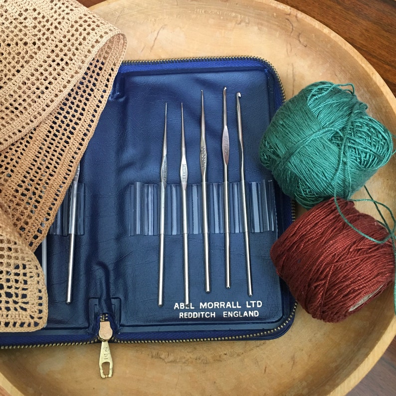 Vintage Abel Morrall Ltd. Blue Crochet Case and Milward, Boye and ...