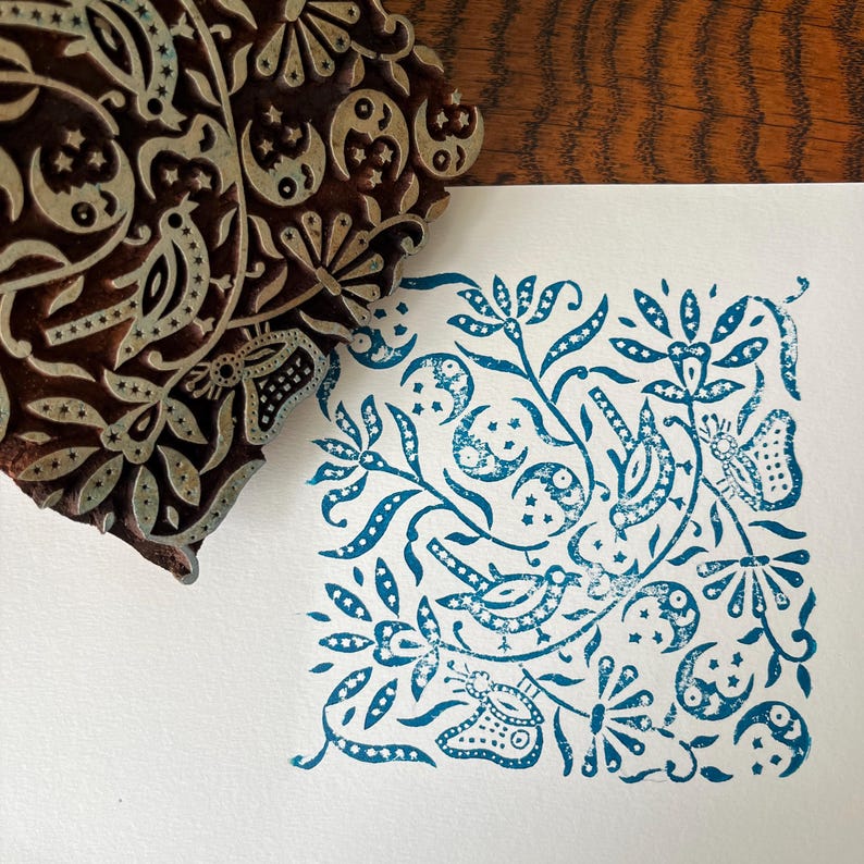 HAND CARVED Large Wood Printing Block, Wood Textile Block Stamp, Block ...