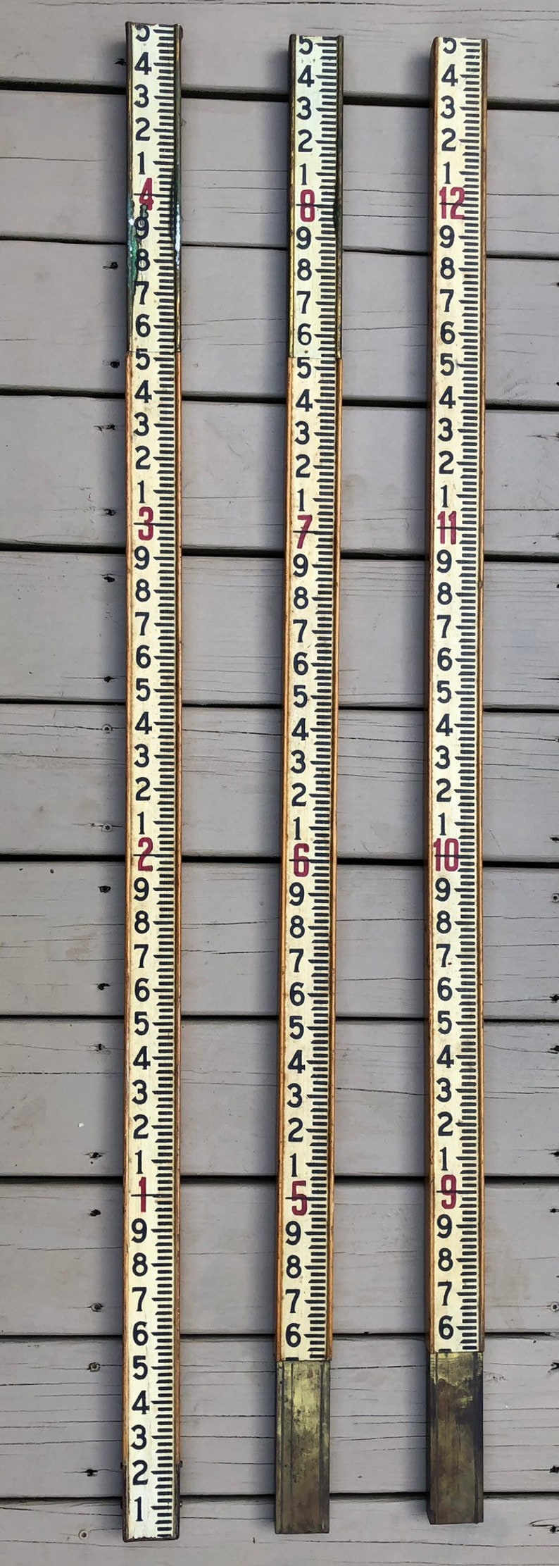 SURVEYORS STAFF ROD Vintage Wood and Brass Surveying Stick | Etsy