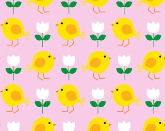 Spring Chickens Fabric by the Yard Floral Chicken Fabric - Etsy