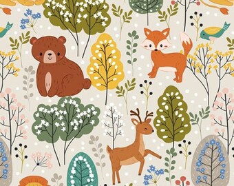 Woodland Animals Fabric - Etsy