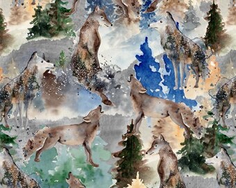 Wolf Print Fabric - Etsy