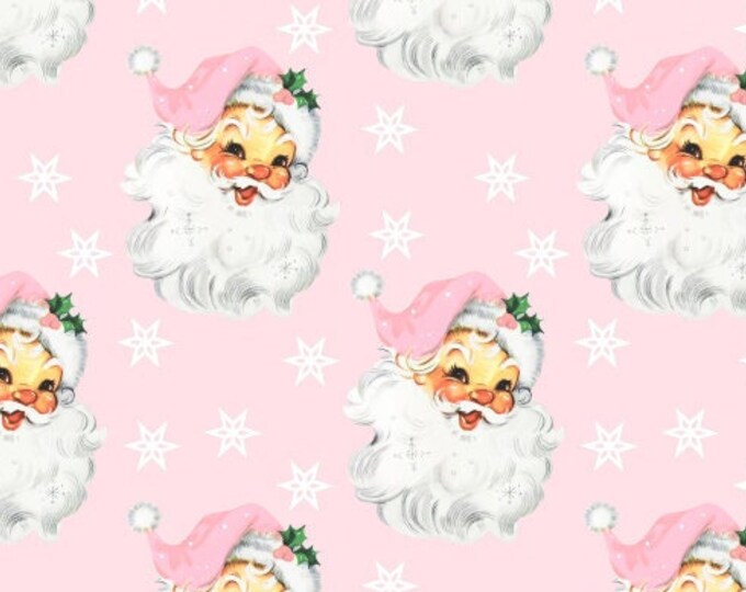 Vintage Santa Fabric Pink Retro Santa by Red_raspberry_design 1950s ...