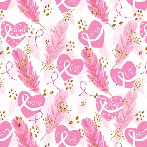 Breast Cancer Awareness Fabric Breast Cancer Fabric by the - Etsy