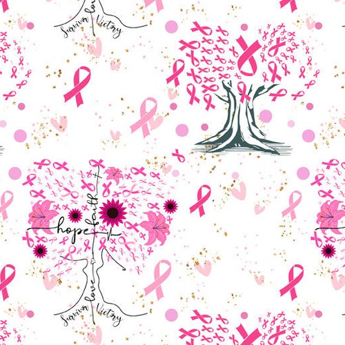 Breast Cancer Awareness Fabric Breast Cancer Fabric by the - Etsy