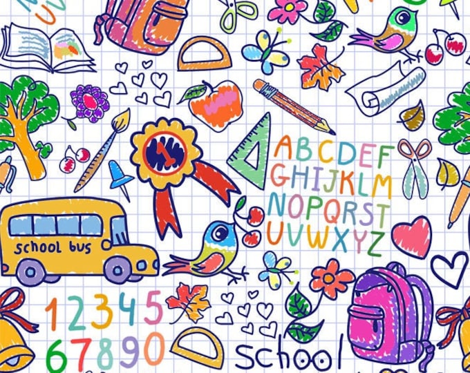 Classroom Doodles Fabric Back to School by Cecca Kids School Student ...