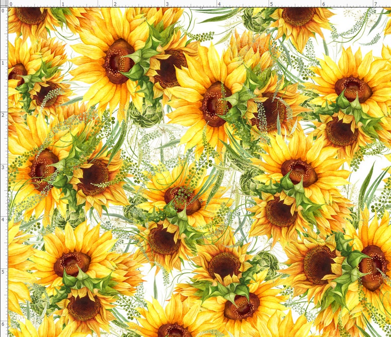 Sunflower Fabric Yellow Sunflowers Fabric Pattern Custom - Etsy UK