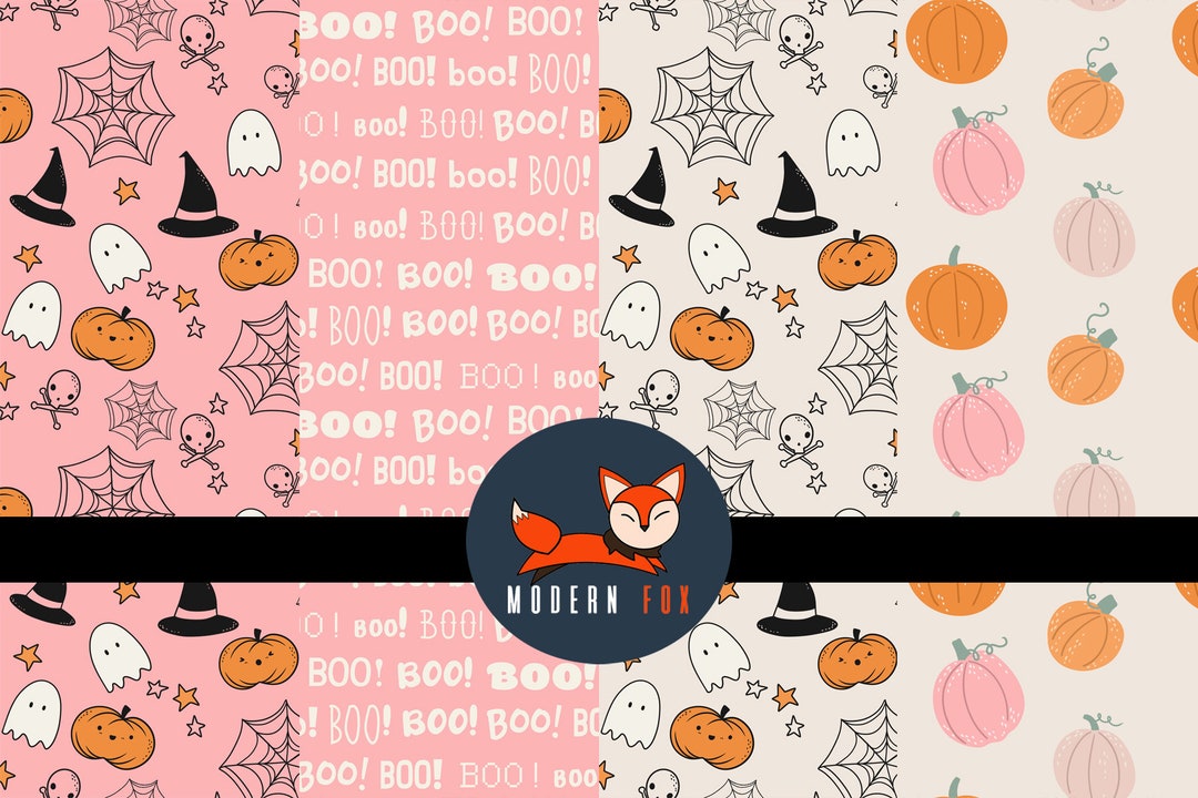 Happy Halloween Fabric by the Yard, Pink Ghost Fabric, Pink Halloween ...