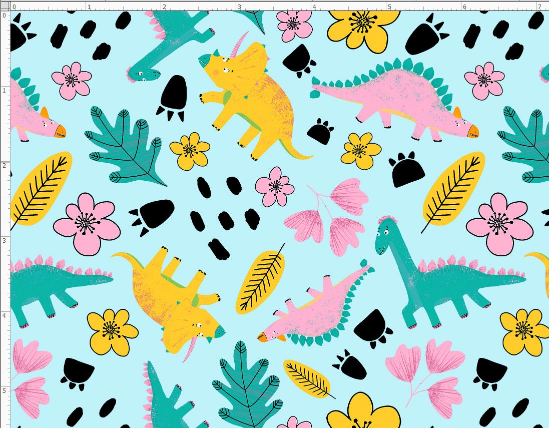 Pink Dinosaur Dino Dinosaurs Pattern Dino Fabric custom - Etsy España