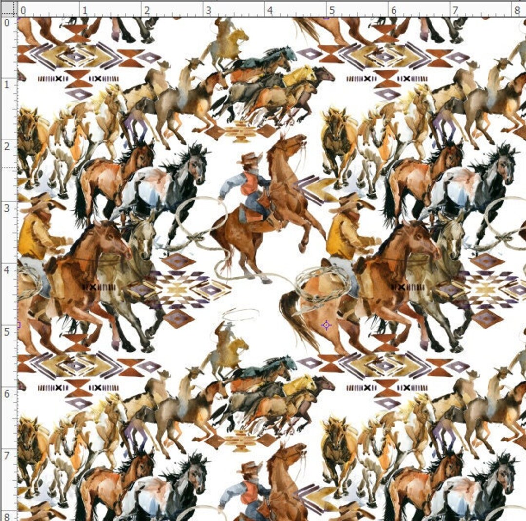 Cowboy Fabric, Western Fabric , Southwestern Fabric, Cow, Rodeo Fabric ...