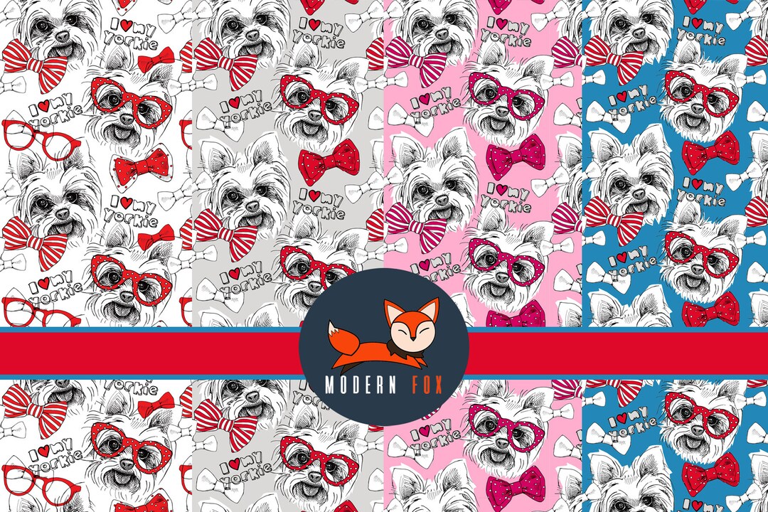 Adorable Yorkie Fabric by the Yard, Yorkshire Terrier Dogs, Pet Fabric ...