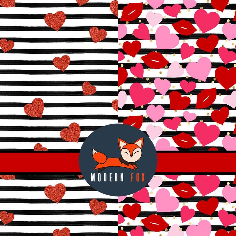 Hearts and Lips Fabric - Etsy