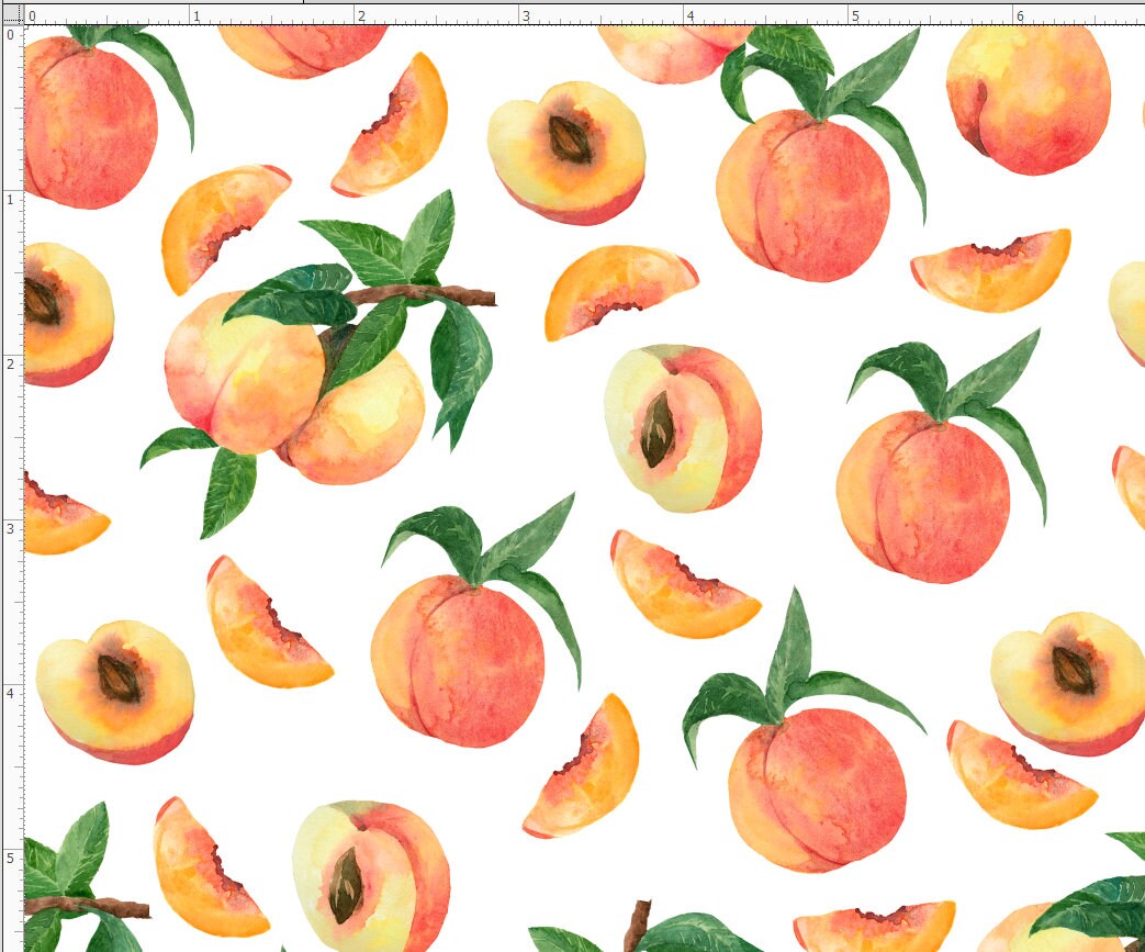 Peach Fabric Pattern Peaches Fabric Summer Fabric Fruit - Etsy New Zealand