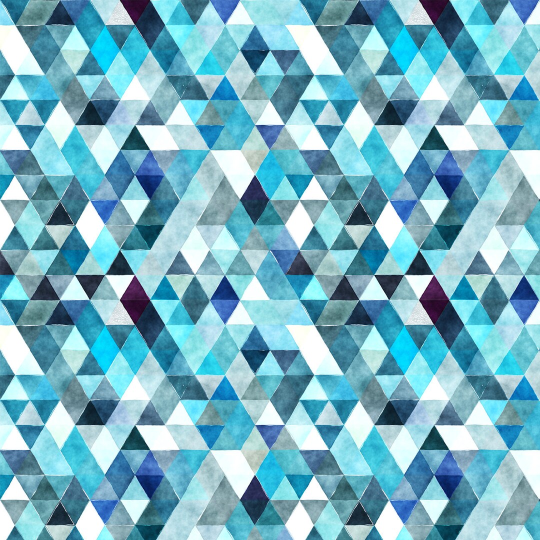 Triangles Geometric Fabric, Watercolor Fabric, Watercolor Triangle ...
