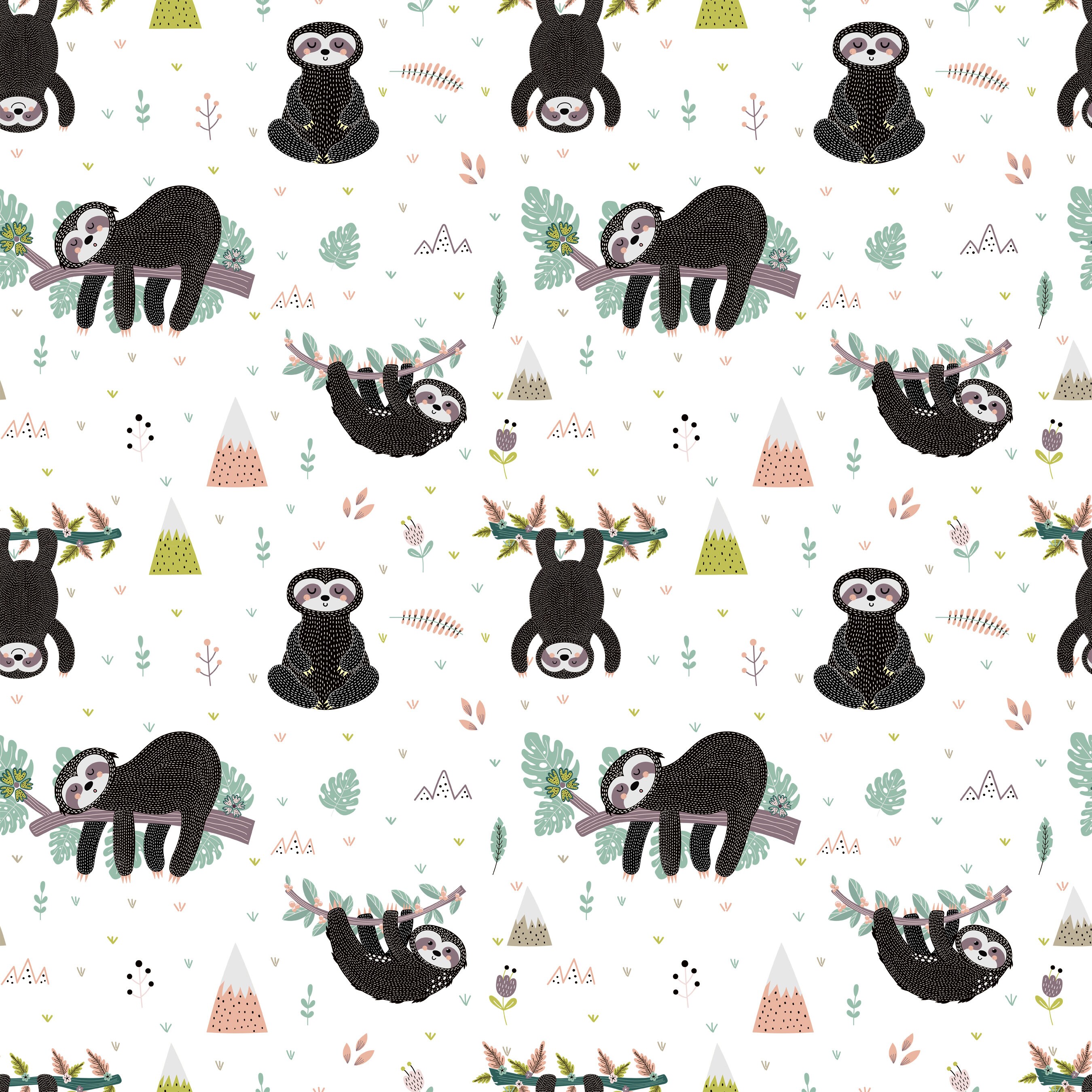 Sloth Fabric by the Yard. Sloth Wild Animal Jungle Pattern - Etsy