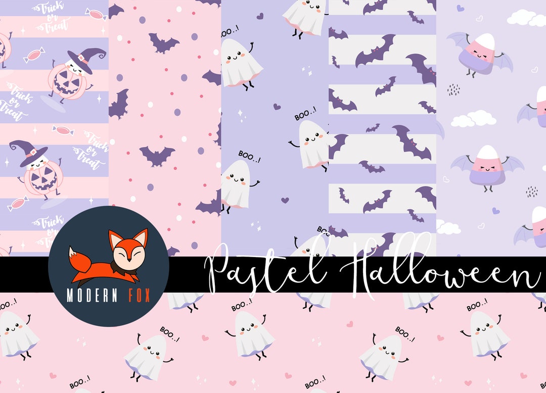 Pastel Halloween, Pink Halloween Fabric by the Yard, Halloween Fabric ...