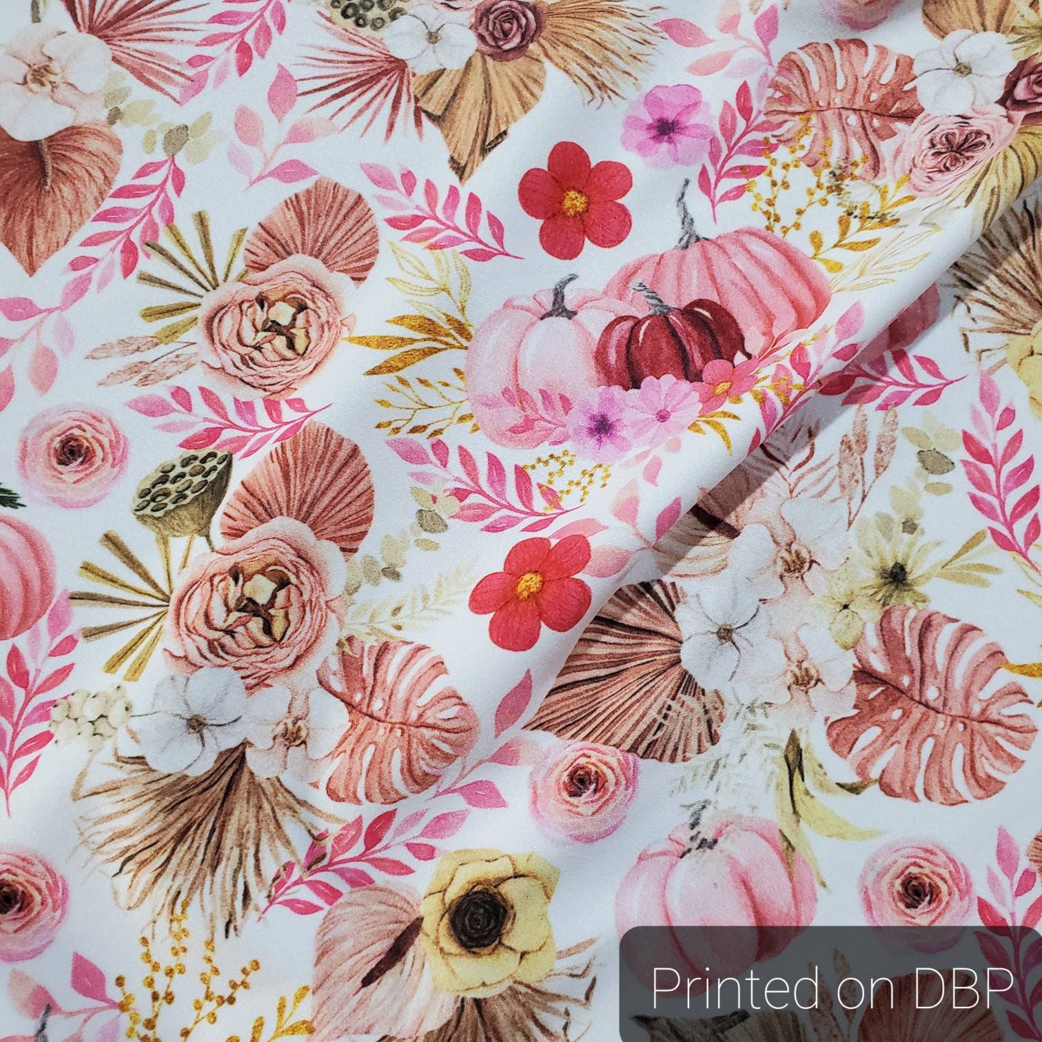 Pink Halloween Fabric by the Yard Pink Pumpkin Pink and Gold - Etsy