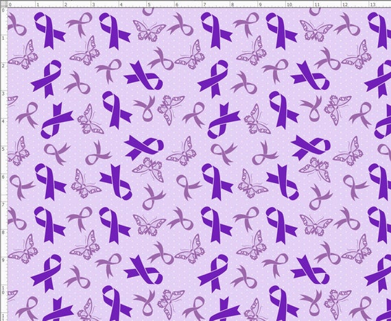 Purple Ribbon Awareness Fabric Purple Ribbon Fabric by the - Etsy