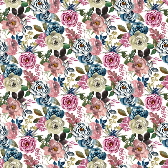 Floral Pattern Fabric Flower Pattern Fabric Spring Flower | Etsy