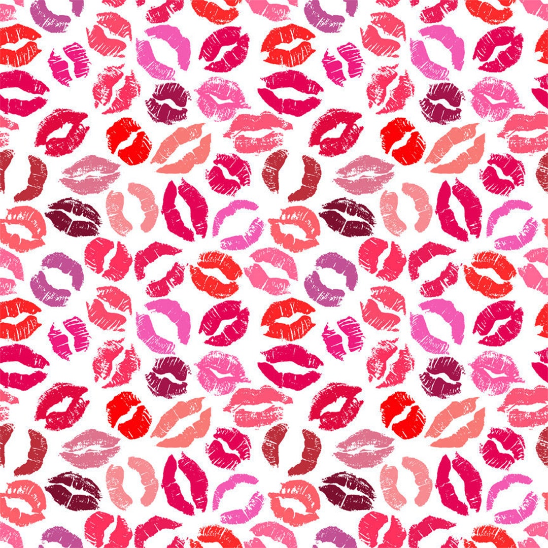 VAL47 - Red Lips Fabric, Valentines Fabric, Kisses, XOXO Fabric, Pink ...