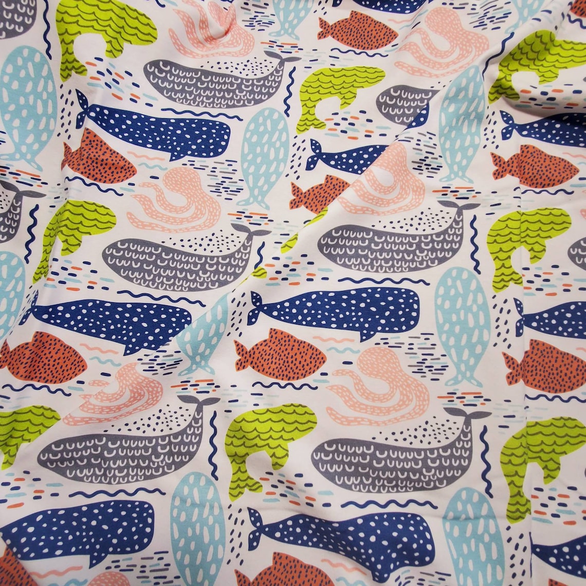 Sea Life Fabric Ocean Life Pattern Custom Printed Fabric by - Etsy