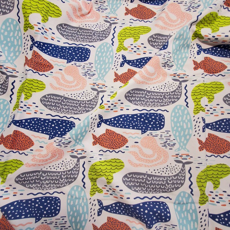 Sea Life Fabric Ocean Life Pattern Custom Printed Fabric by | Etsy