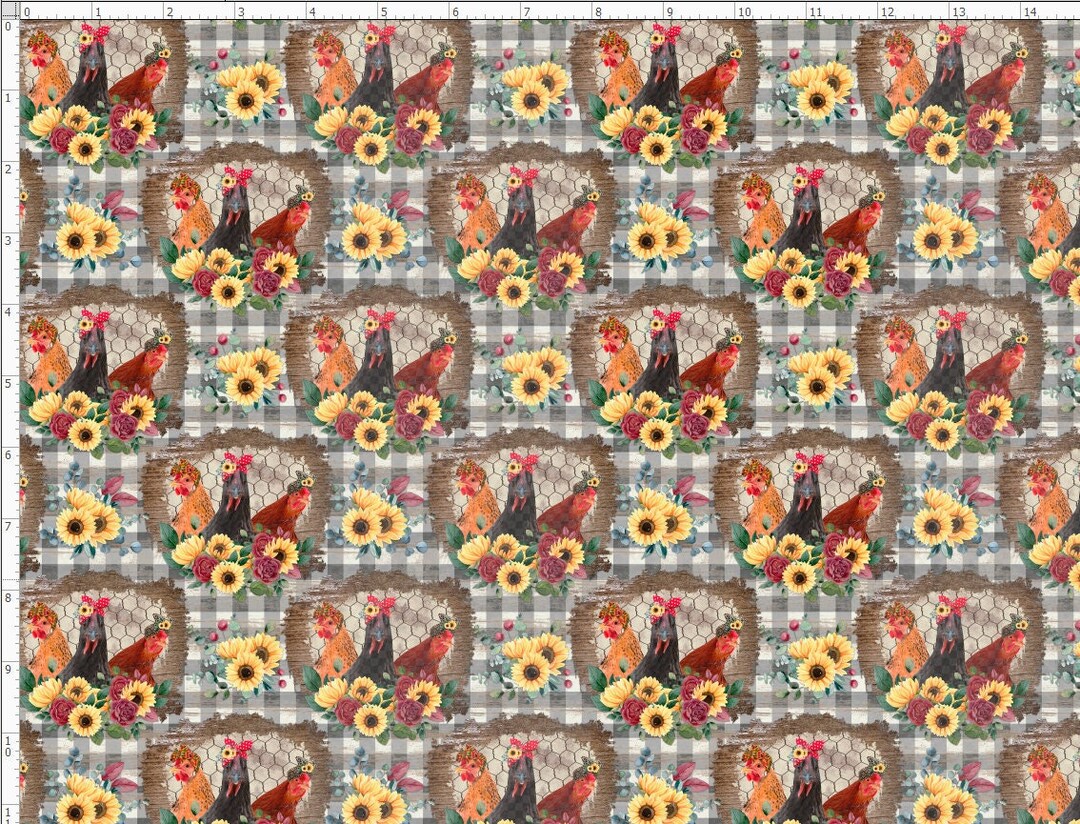 Farm Fabric by the Yard, Farm Chicken Fabric, Rooster Fabric by the ...