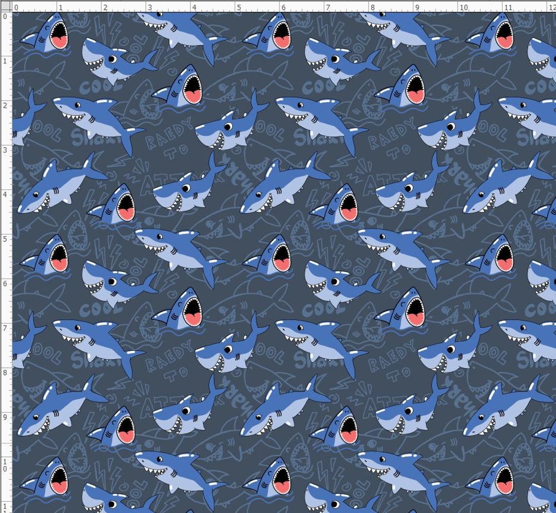 SHRK2 Shark, Sea Life Fabric, Ocean Life Pattern, Custom Printed Fabric ...