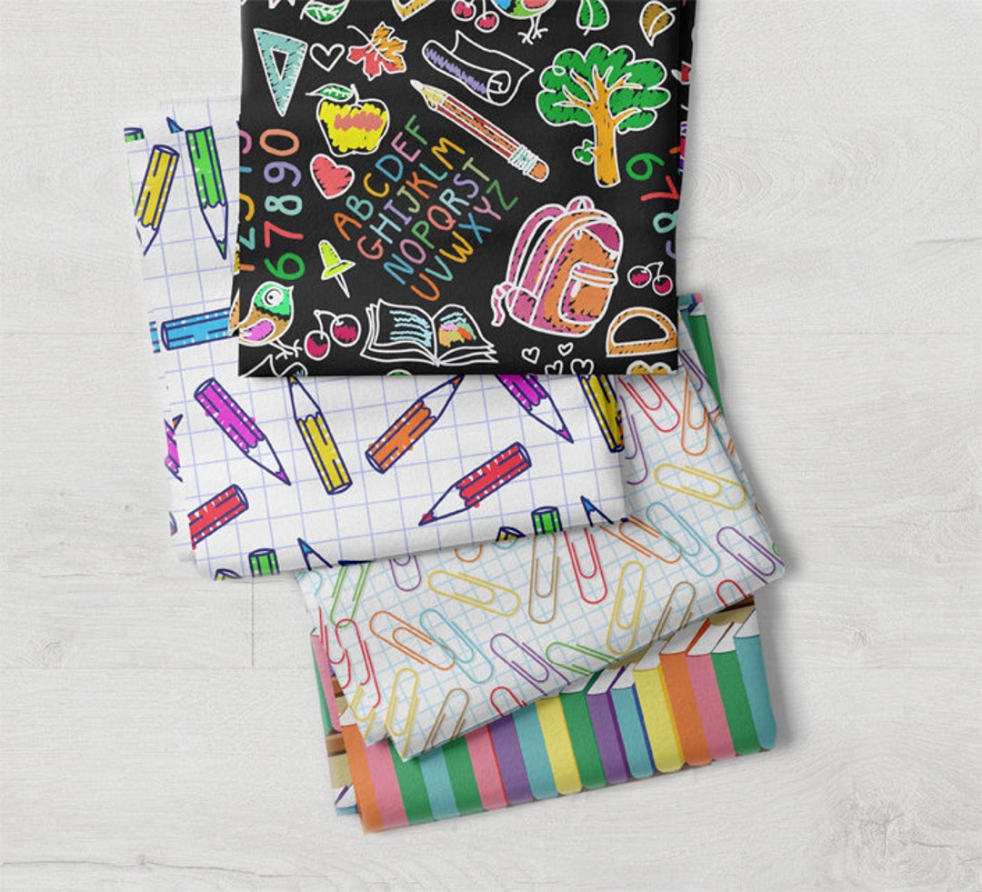 Back to School Fat Quarters Bundle of 4, Fat Quarter Bundle, Premuim ...