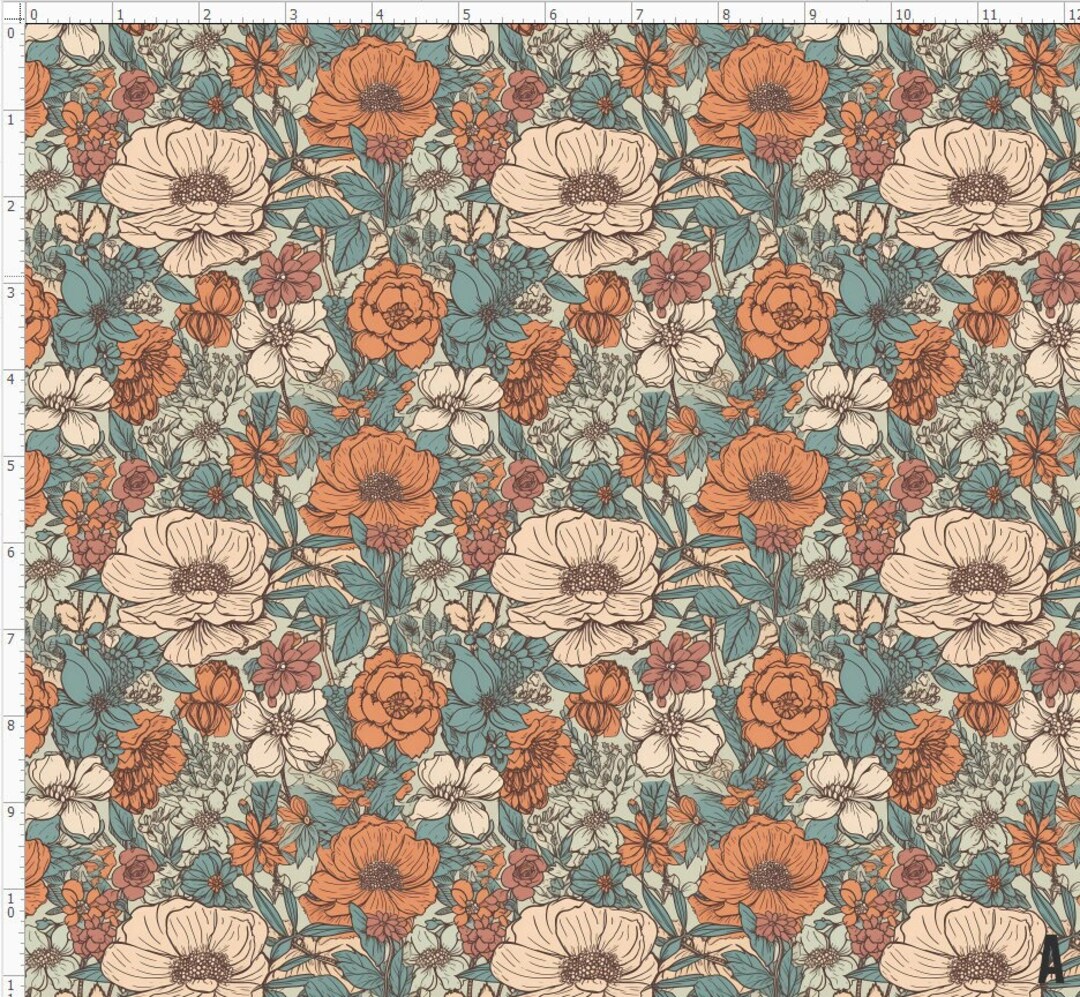 Fall Floral Pattern Fabric, Flower Fabric, Custom Printed Fabric by the ...