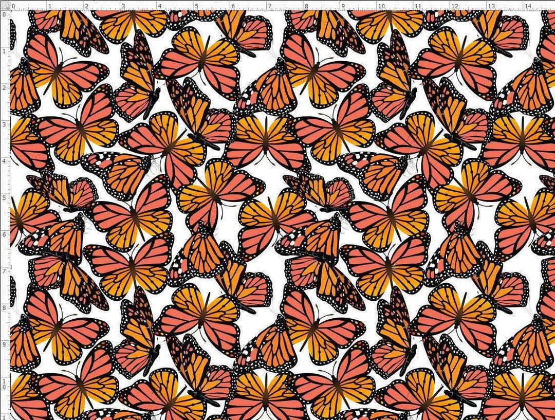 Monarch Butterfly Fabric, Spring Flower Fabric, Butterfly Fabric ...