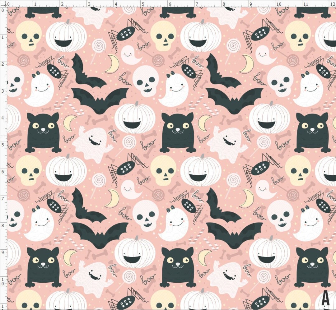 Pastel Halloween, Pink Halloween Fabric by the Yard, Halloween Fabric ...