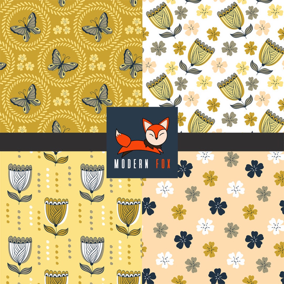 FLW249 Spring Flower Fabric, Flower Fabric, Butterfly Fabric, Custom ...