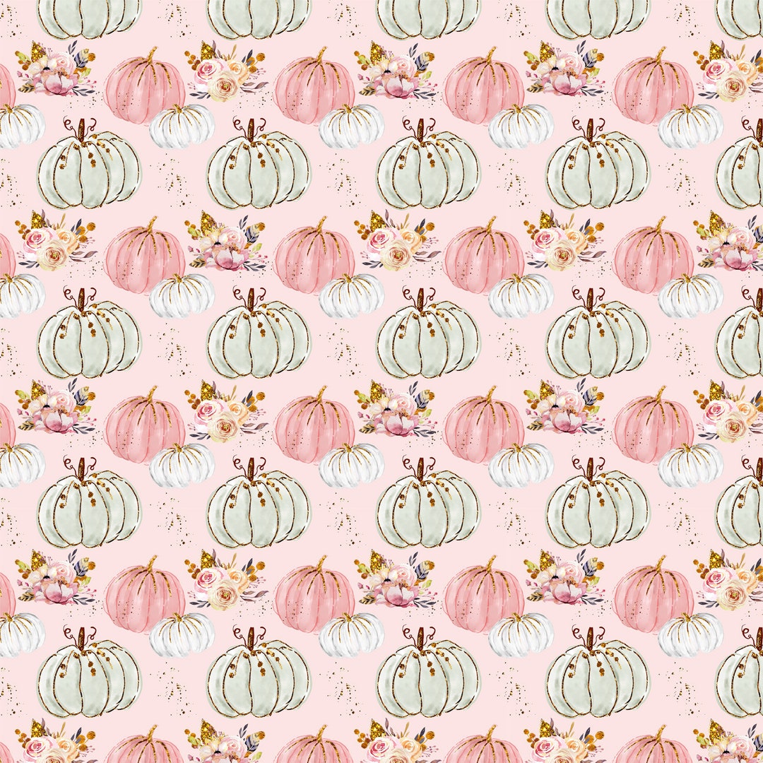 Pink Halloween Fabric by the Yard, Pink Pumpkin, Pink and Gold Jack O ...