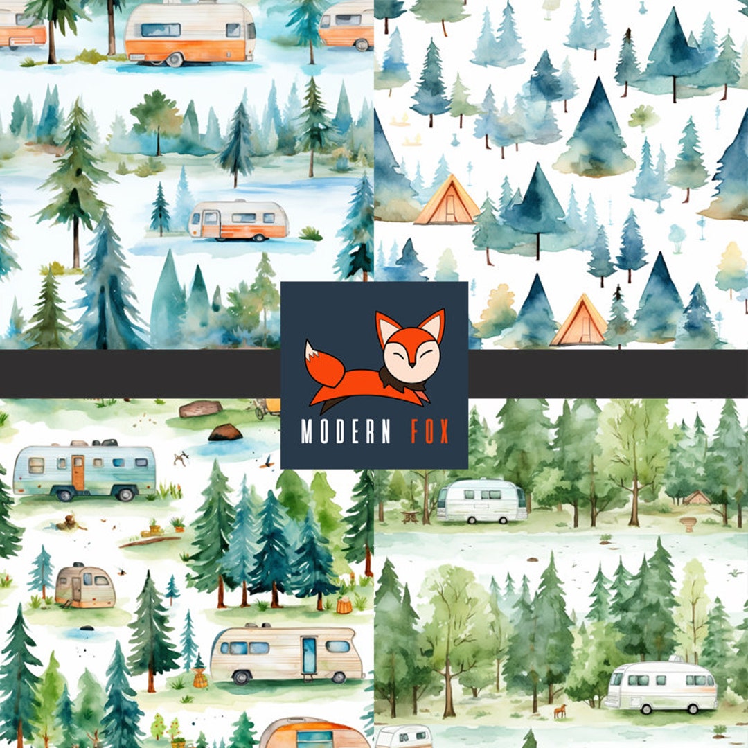 CAMP1 - Camping Fabric, Outdoor Fabric, Camper Fabric, Campfire Fabric ...