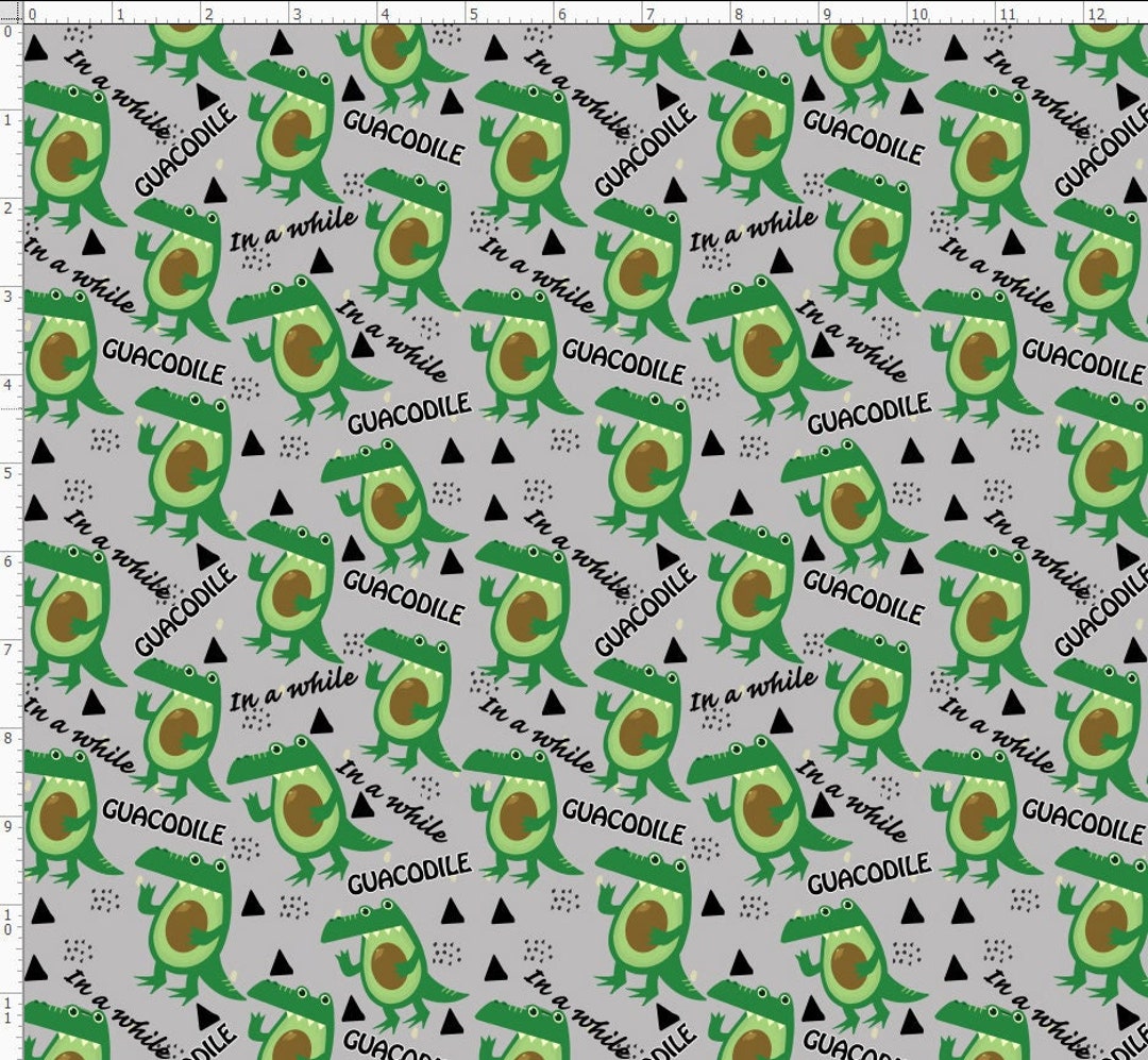 In a While Guacodile Fabric Pattern, Avocado Crocodile, Croc, Avocado ...