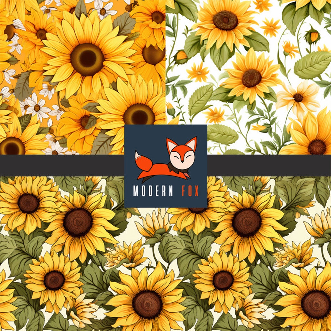 FLW278 - Sunflower Fabric, Yellow Sunflowers Fabric Pattern, Custom ...