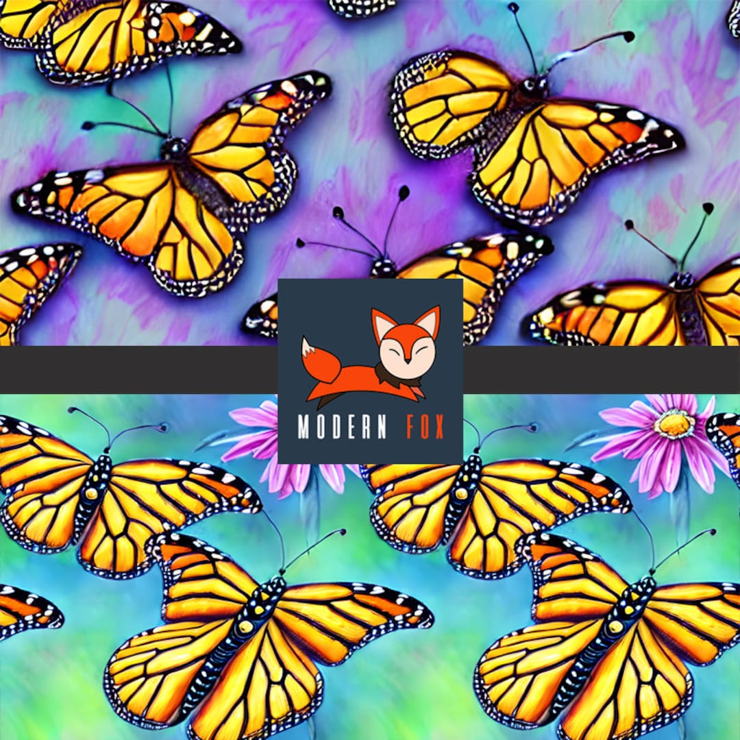 Monarch Butterfly Fabric, Spring Flower Fabric, Butterfly Fabric ...