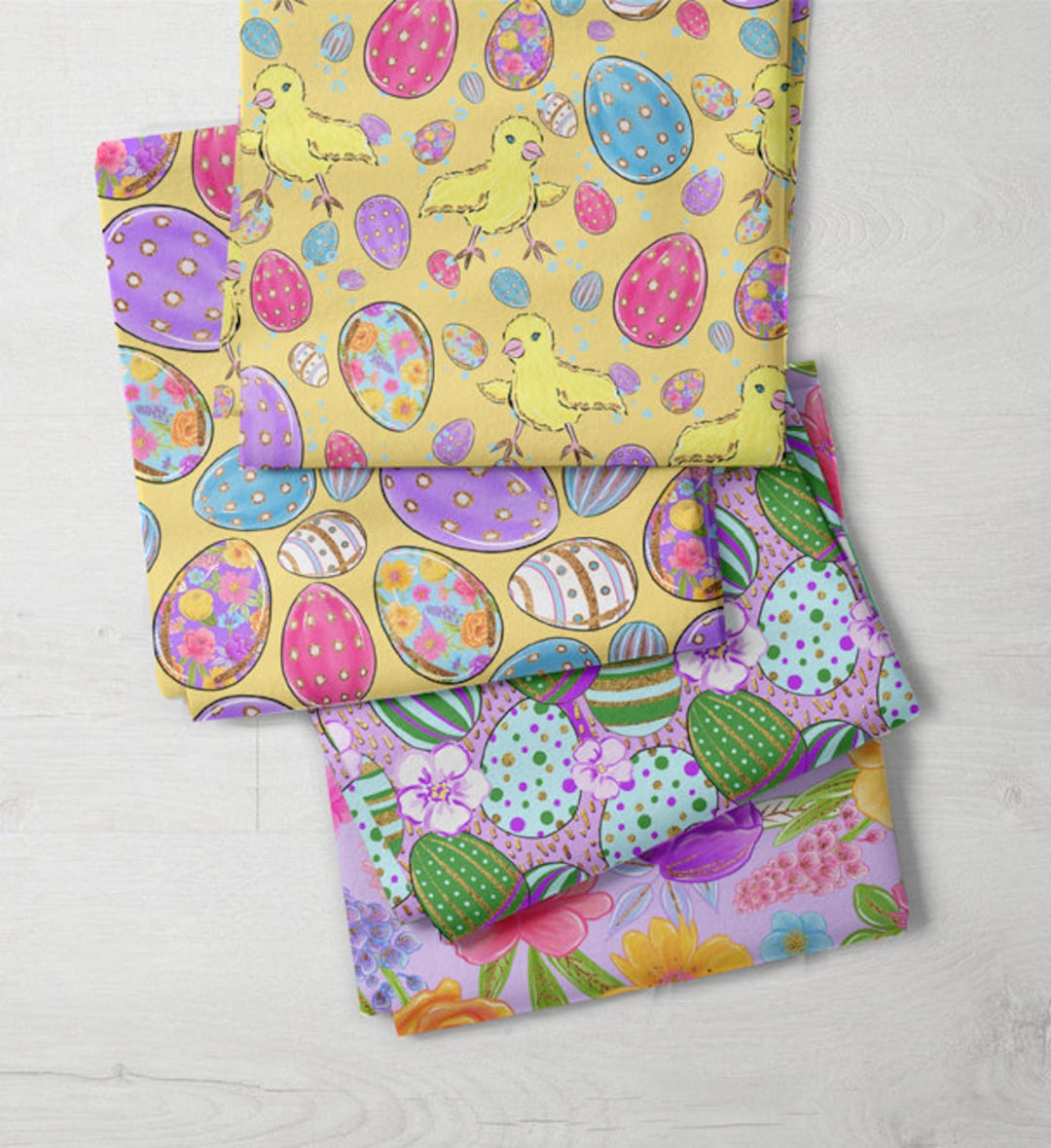 Happy Easter Fat Quarters Bundle of 4, Premuim Quality KONA Cotton Fat ...