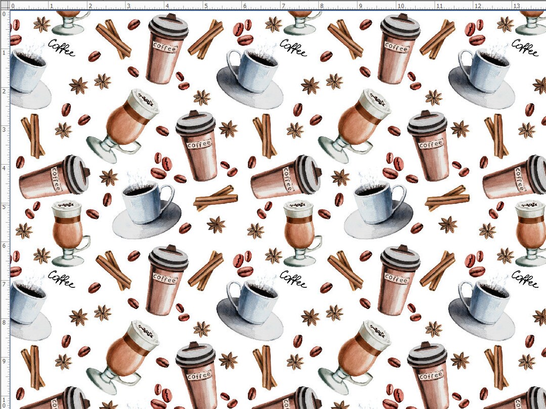Coffee Bean Fabric, Coffee Break, Frappuccino Fabric, Coffee Fabric ...